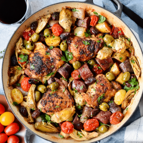 Mediterranean Chicken Thighs With Artichokes, Potatoes and Olives ...